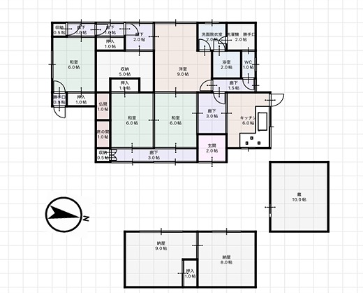 （交渉中）空き家バンク【売買】150万円 山口県岩国市柱島 海を望む高台 蔵・離れ・物干場・駐車場2台付き4K平屋古民家 畑山林相談可 - Sumai空き家