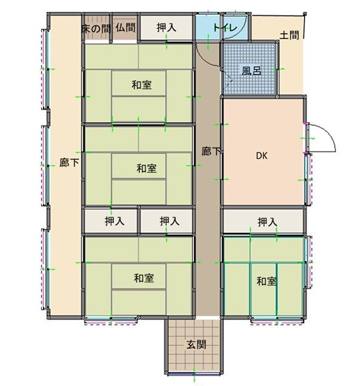 空き家バンク【売買】200万円 佐賀県多久市多久町 家庭菜園可 庭・駐車場付き4DKコンパクト平屋 - Sumai空き家